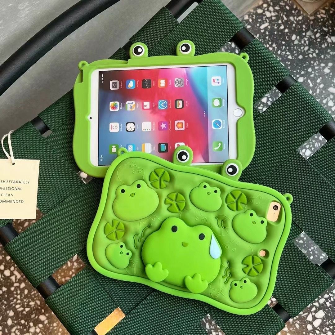 Cute Green Frog with Pop Up Grip Silicone iPad Case – My Ace Case